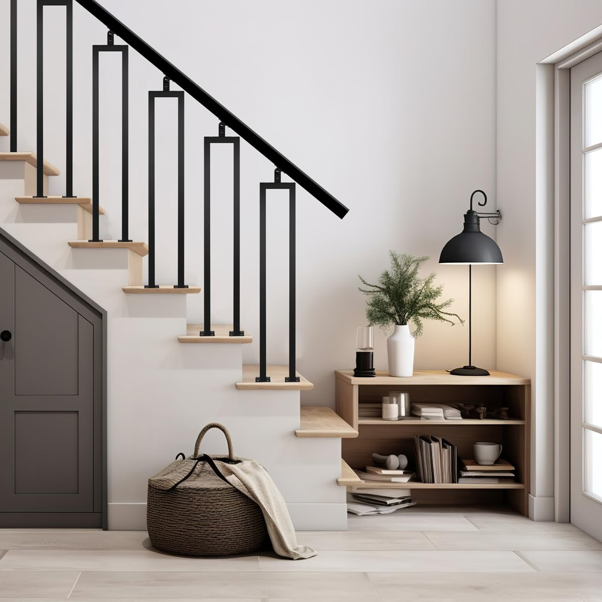 Elaine Mercure 2 Pack U Shape Stair Balusters With Adjustable Top Bracket For Staircase Interior ...